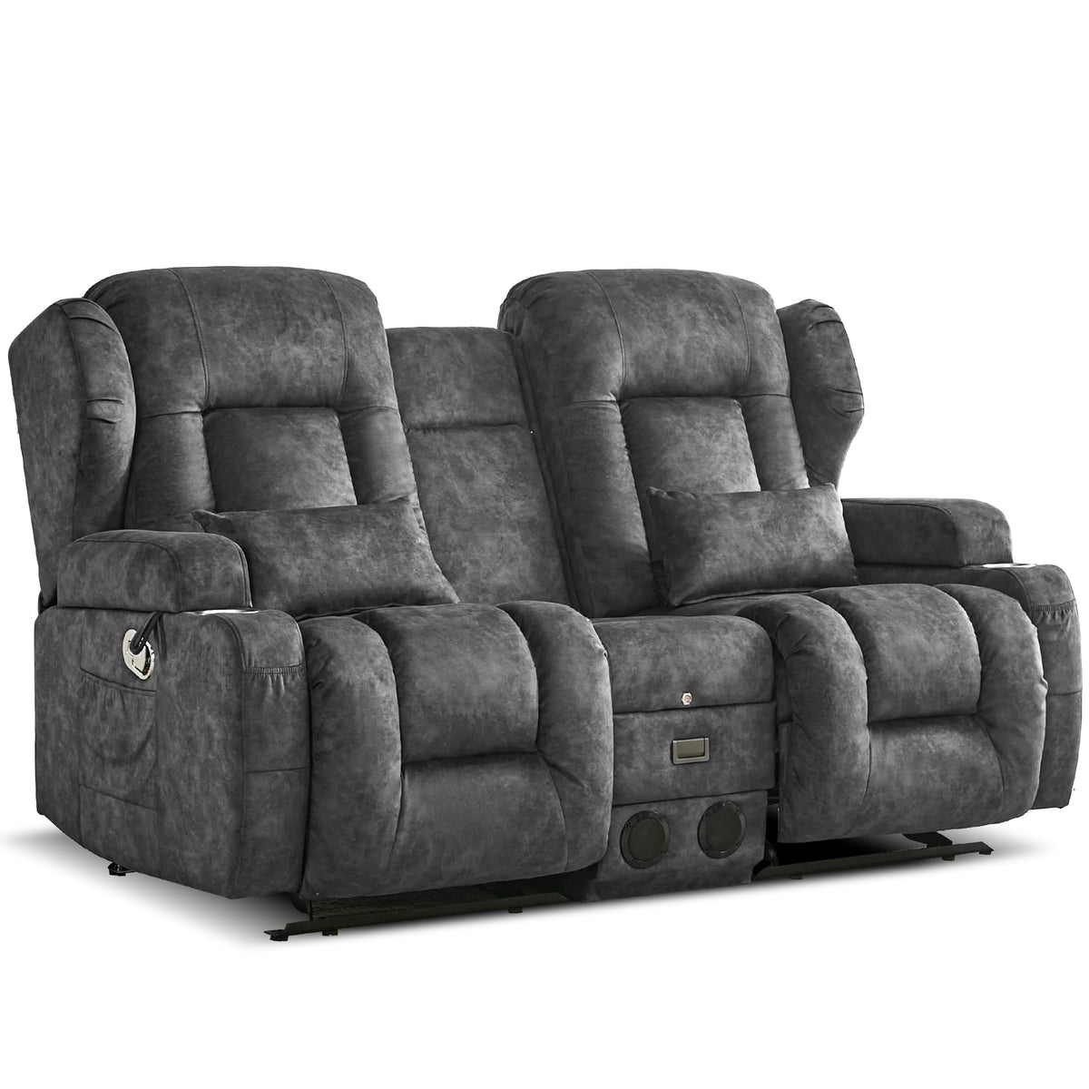 DRMBOOK Loveseat Rocker Recliner Sofa, Velvet Fabric Double Reclining ...