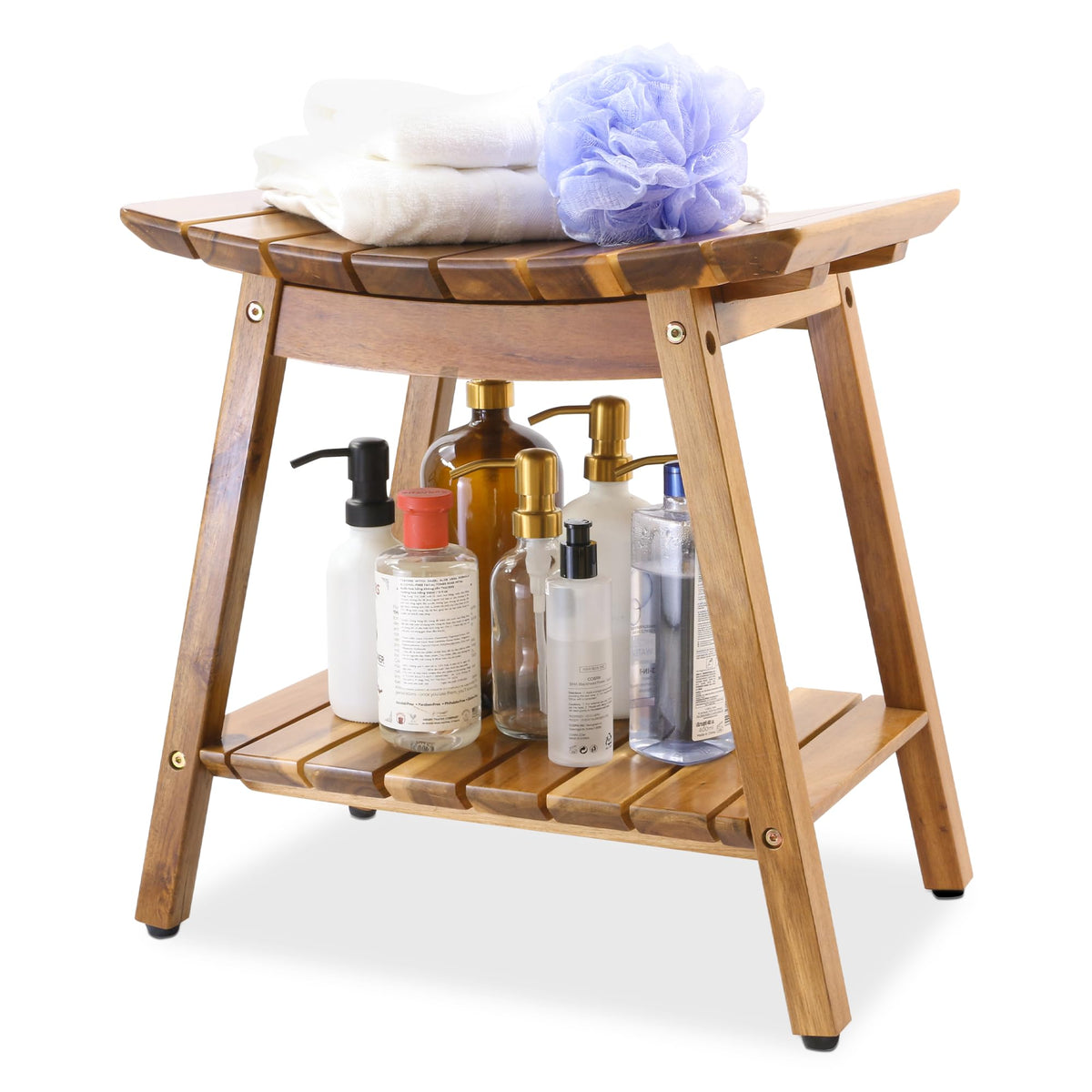 Acacia Shower Stool Bench for Inside Shower to sit on, 18 Inches Showe ...
