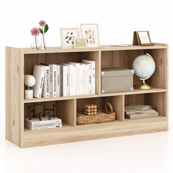 SILKYDRY 5 Cube Storage Organizer, 2-Tier Horizontal Bookshelf, Wooden ...