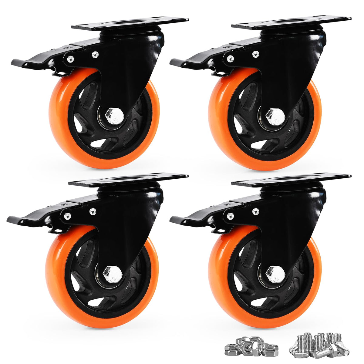Caster Wheels, Heavy Duty 4 Inch Casters Set of 4, Locking Swivel Cast ...