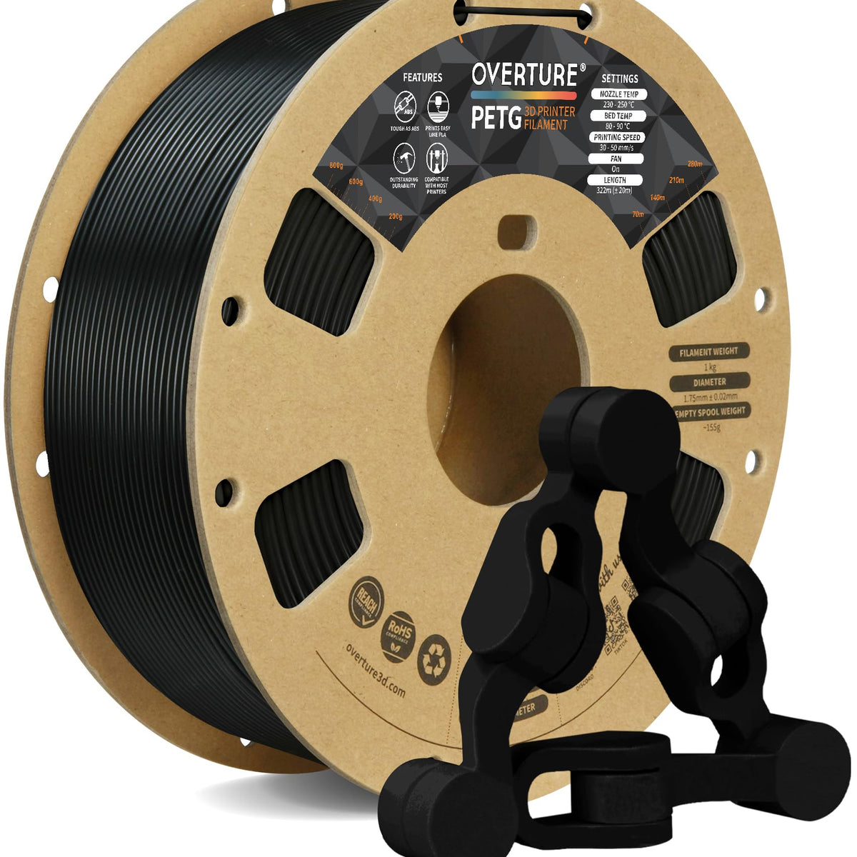 OVERTURE PETG Filament 1.75mm, 3D Printer Filament, 1kg Filament (2.2l ...