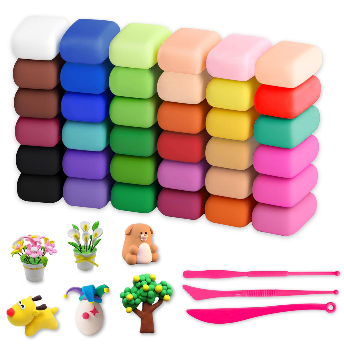 36 Colors Polymer Clay, Modeling Clay for Kids DIY Starter Kits, Oven ...