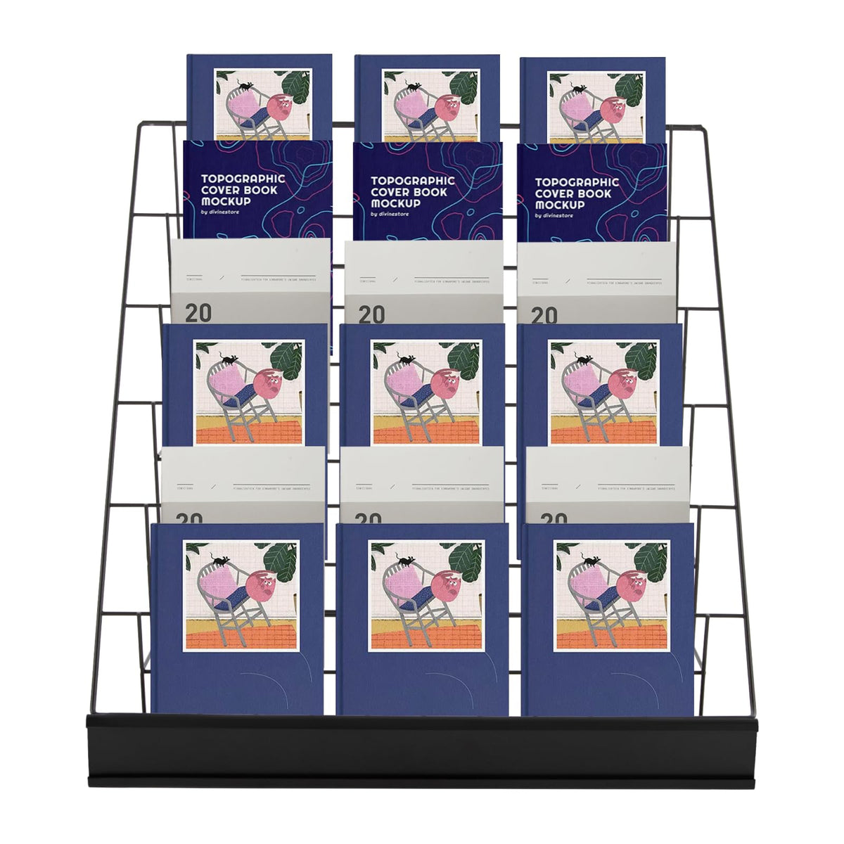 LyeXD 6 Tier Book Display Rack, Comic Book Display Wire Rack Greeting ...