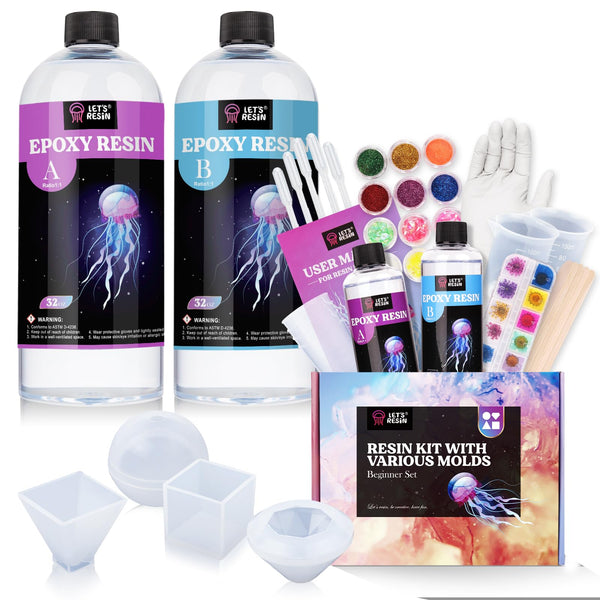 LET'S RESIN Resin Mold Kit Bundle with 0.5 Gallon Crystal Clear Epoxy ...