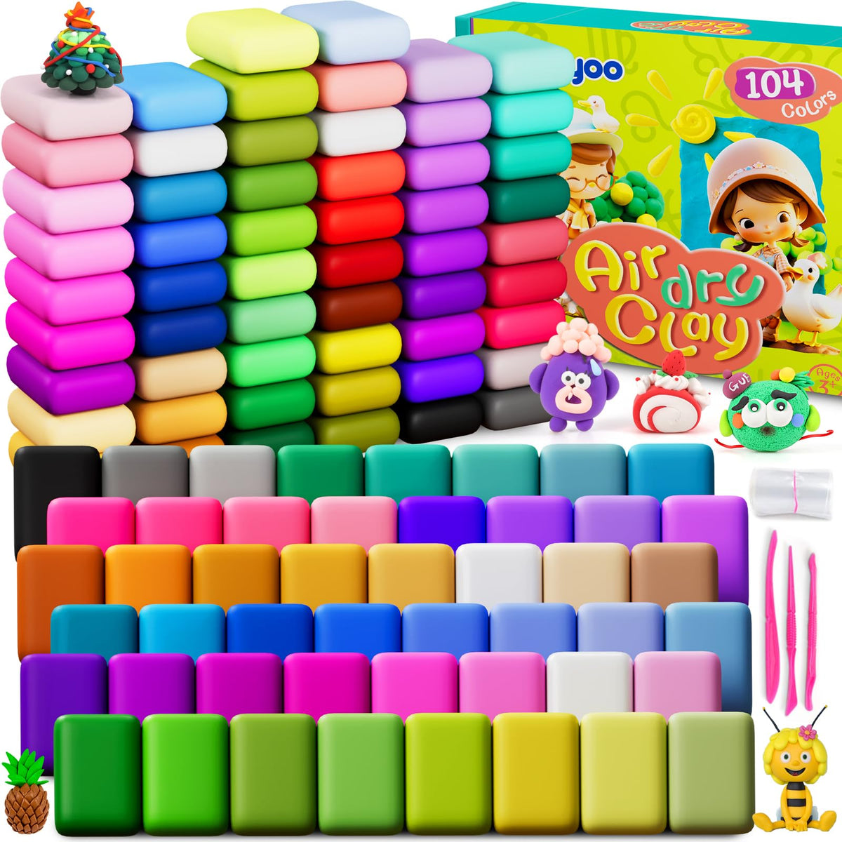 Ixiaoyoo Air Dry Clay 104 Colors, Modeling Clay for Kids, DIY Model Ma ...