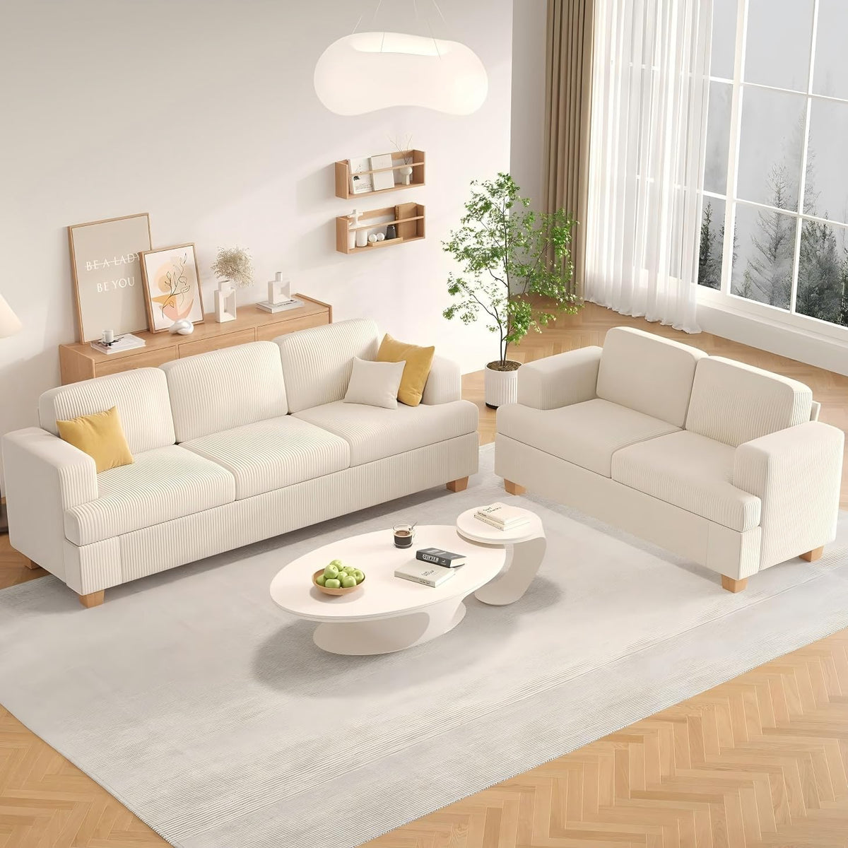 Apicizon 89'' 3-Seat Sofa Couch with Loveseat, 2 Piece Comfy Sofa Sets ...