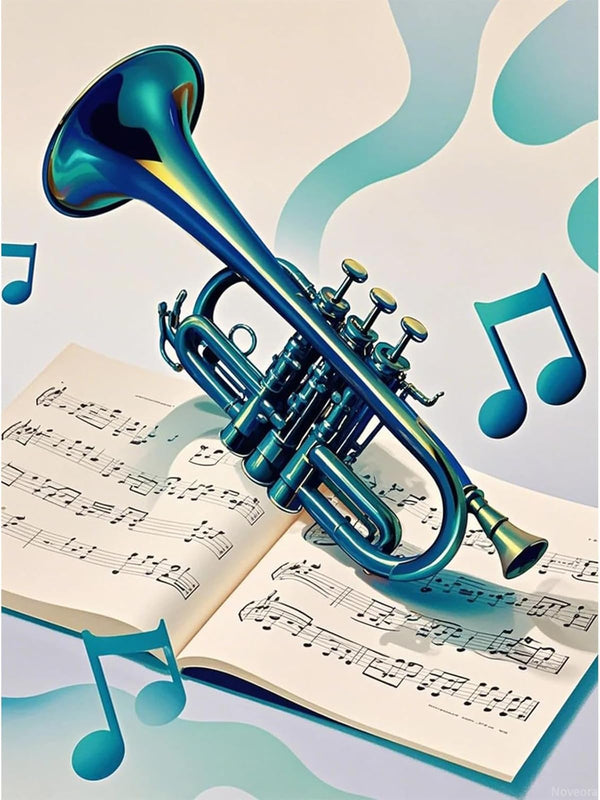 Trumpet with Music Notes Diamond Painting DIY Kits 5D Diamond Art Full ...