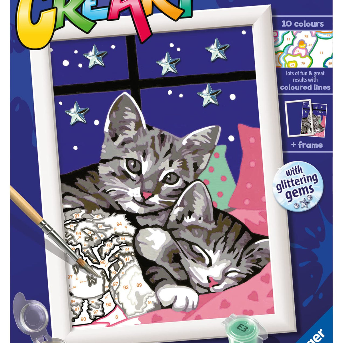 Ravensburger Sleepy Kitties Paint by Numbers Kit for Kids - 20213 - Pa ...