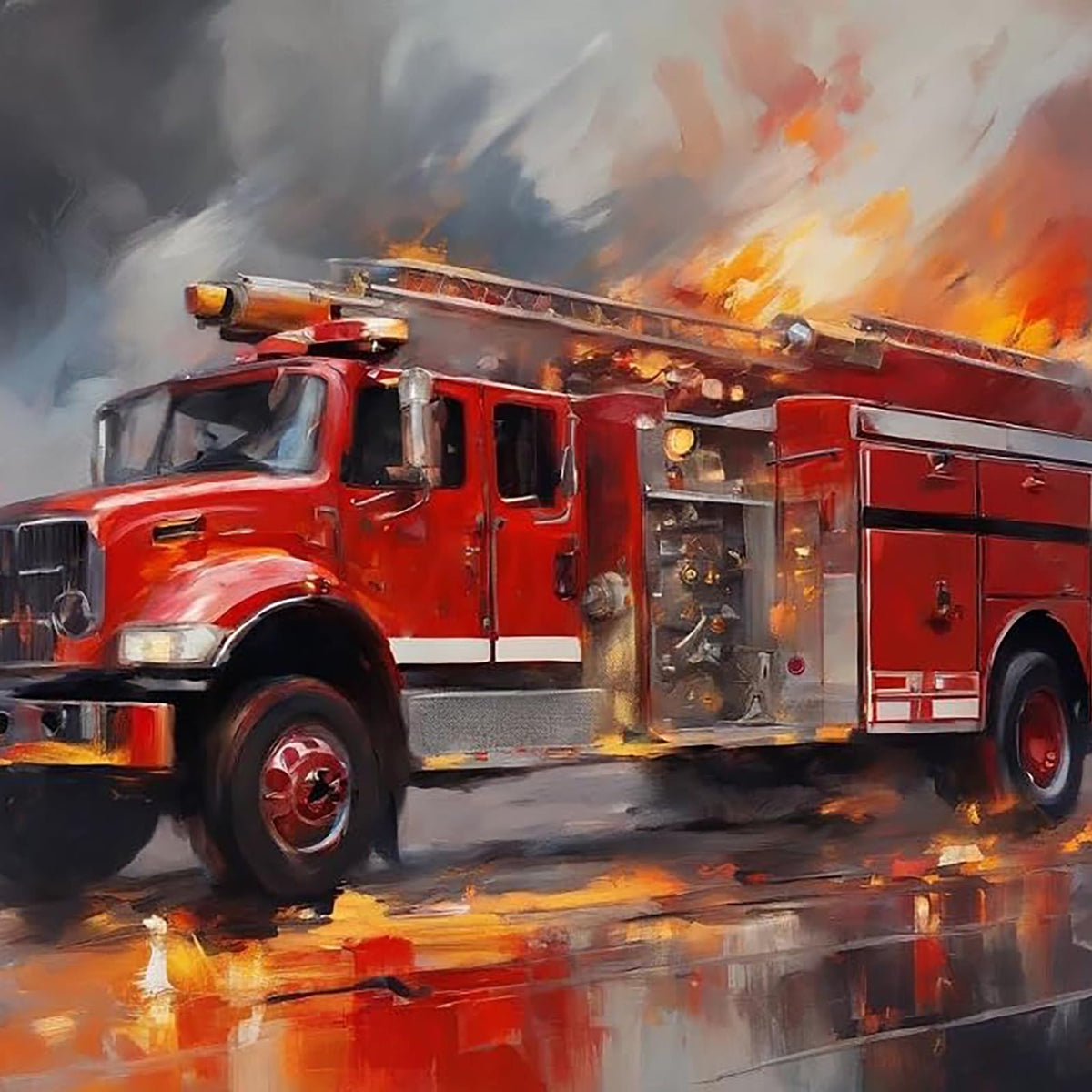 LAENAKR Paint by Numbers Kits DIY Digital Painting Fire Truck Firefigh ...