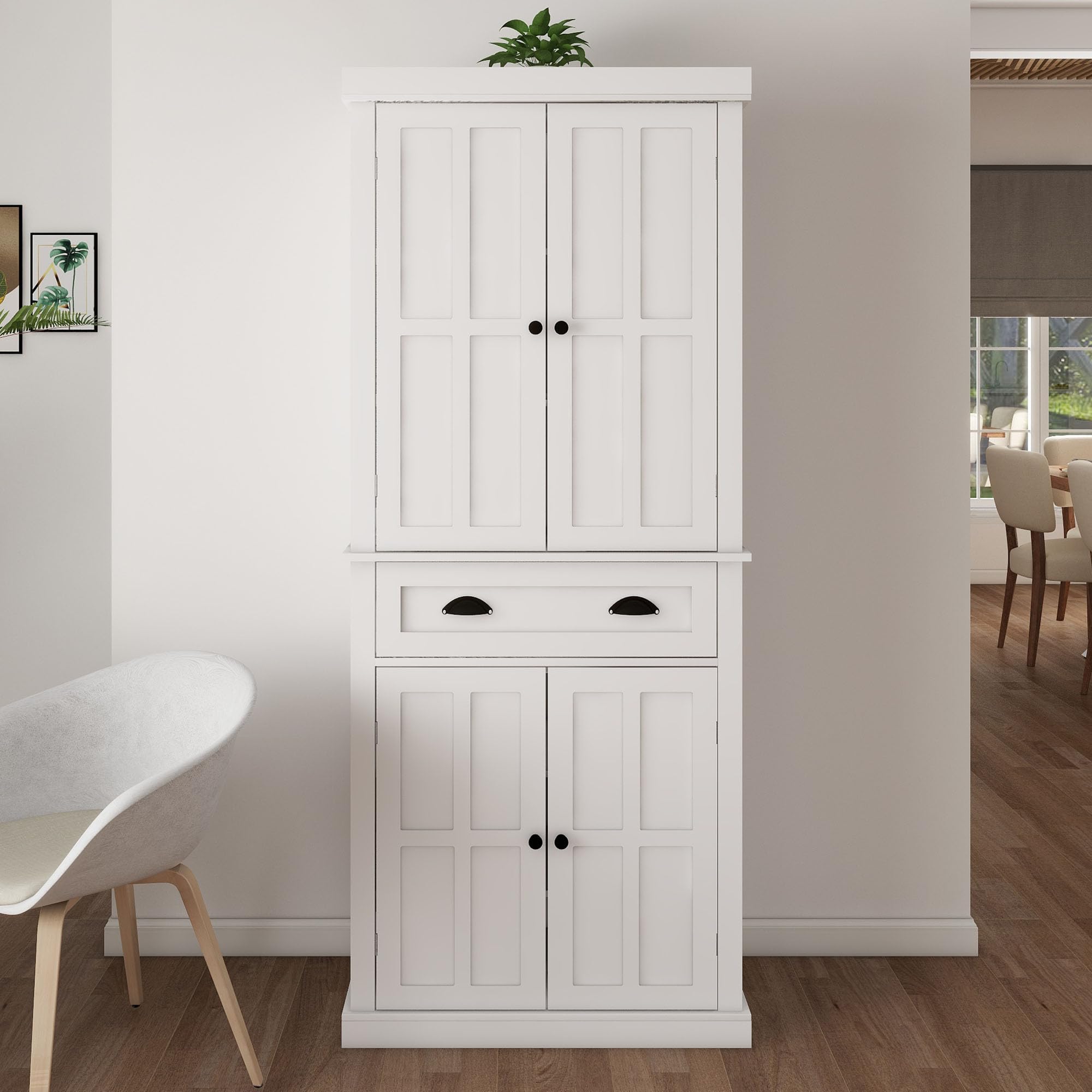 OQSC 72" Tall Kitchen Pantry and Storage Cabinet with Doors and Shelves ...