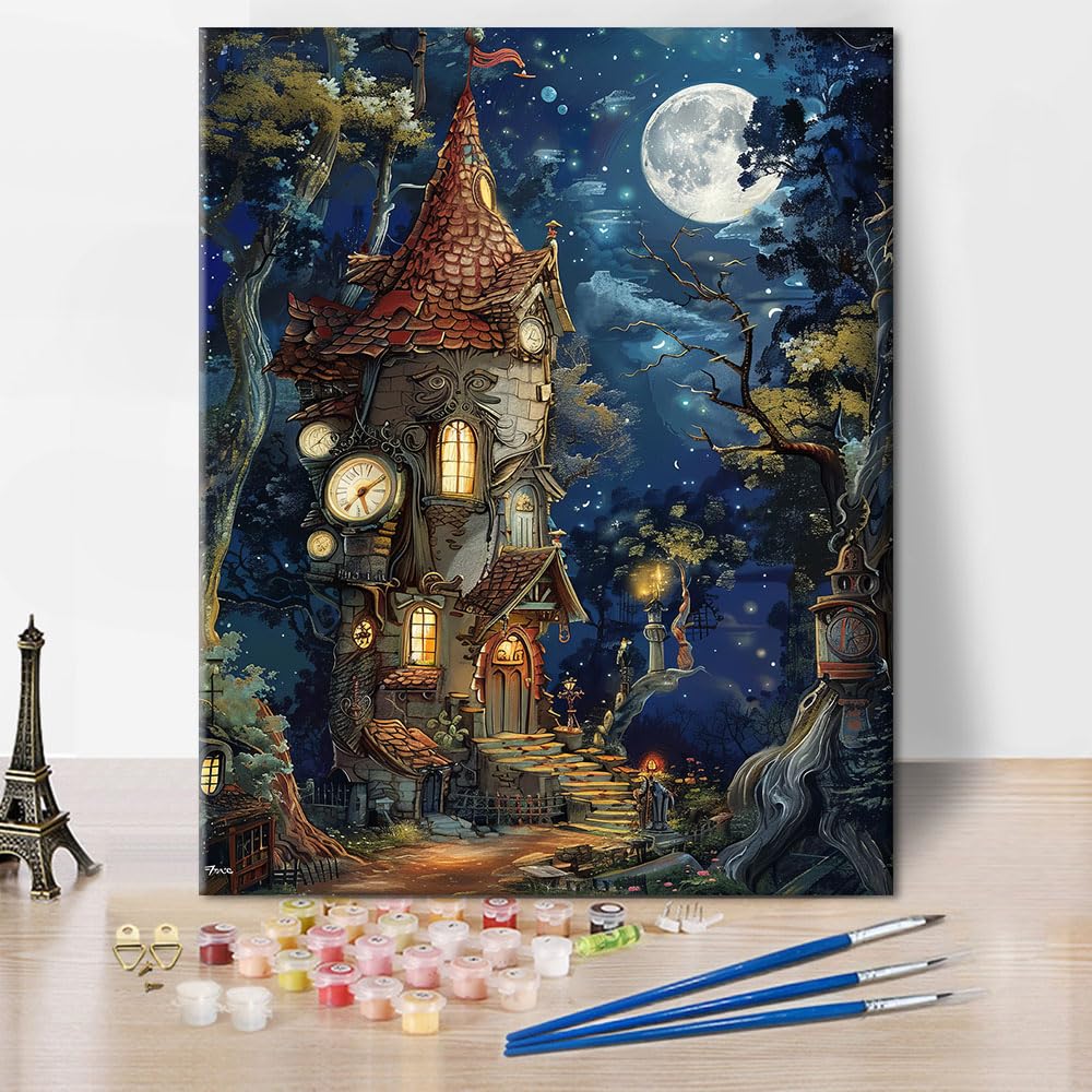Adult Paint by Number Kits on Canvas, Cartoon Castle Paint by Numbers ...