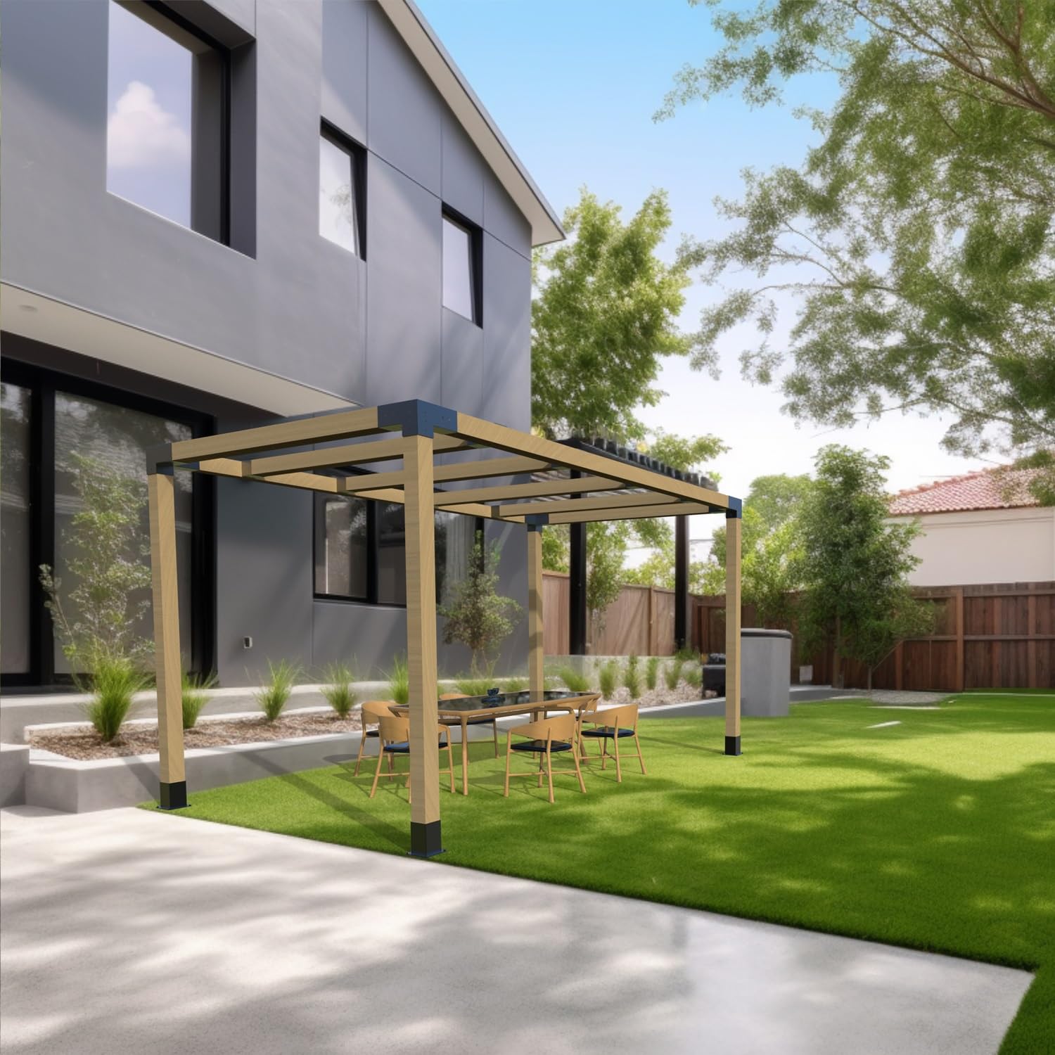 YEOOE 4 Pack Pergola Brackets 4x4 (Actual: 3.5x3.5 Inch), Rafter Post ...