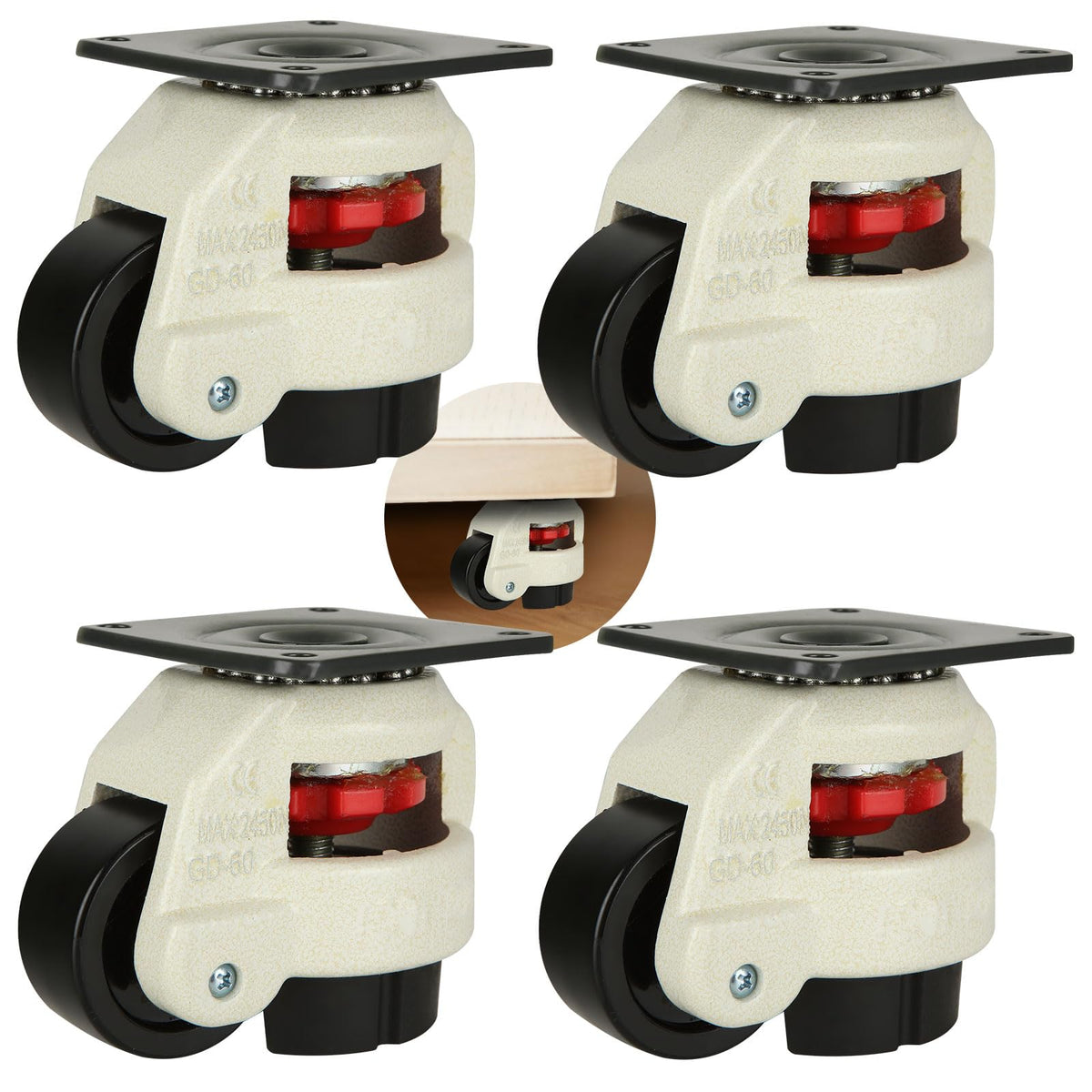 Acrux7 Retractable Leveling Casters Set of 4 Heavy Duty GD-60F, Workbe ...