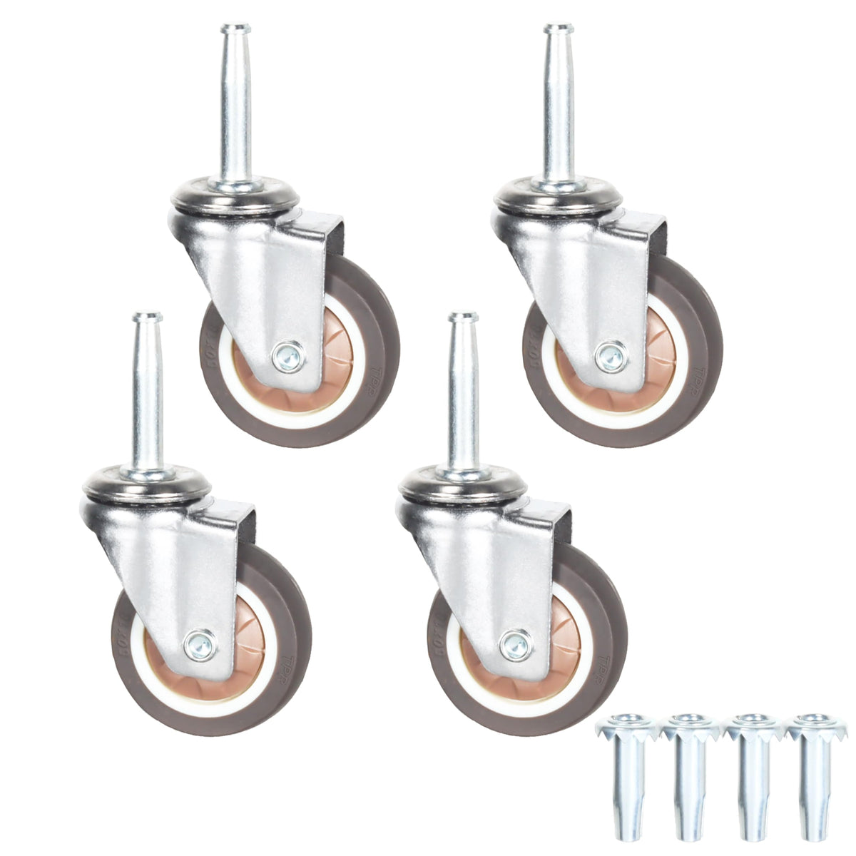 Stem Caster Wheels with 5/16" x 1-1/2" (8 x 38mm) Stem Sockets TPR Rep ...
