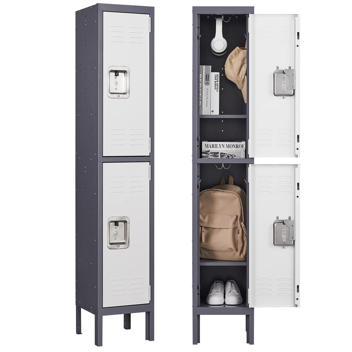 Letaya Metal Lockers for Employees,2 Door Storage Locker Lockable Stee ...