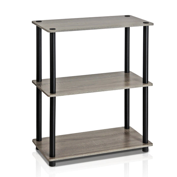 Furinno Turn-N-Tube Display Rack, 3-Tier Single, French Oak Grey/ Blac ...