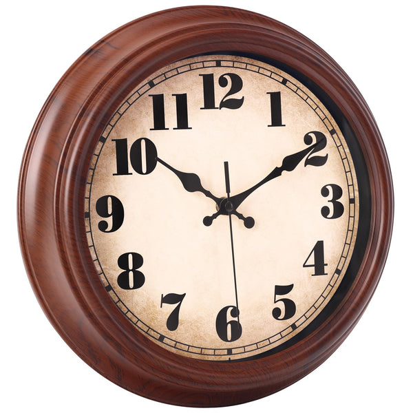 Alarllok Wall Clock Wood Grain Retro Design,12 Inch Wall Clocks Batter ...