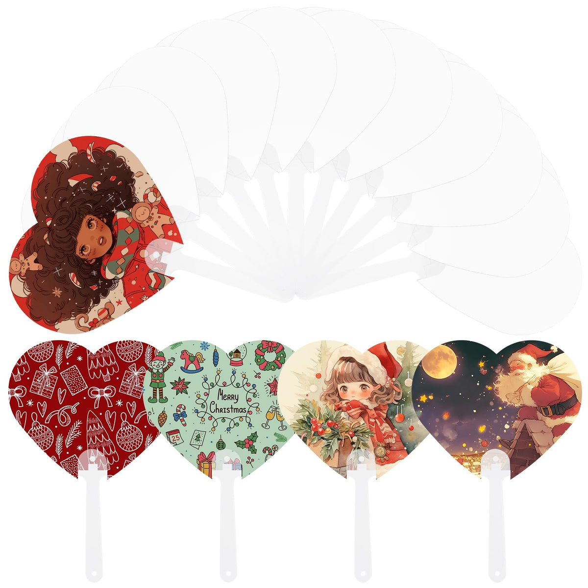 Framendino, 15 Pack Sublimation Fans Blanks Plastic Handheld Double Si ...
