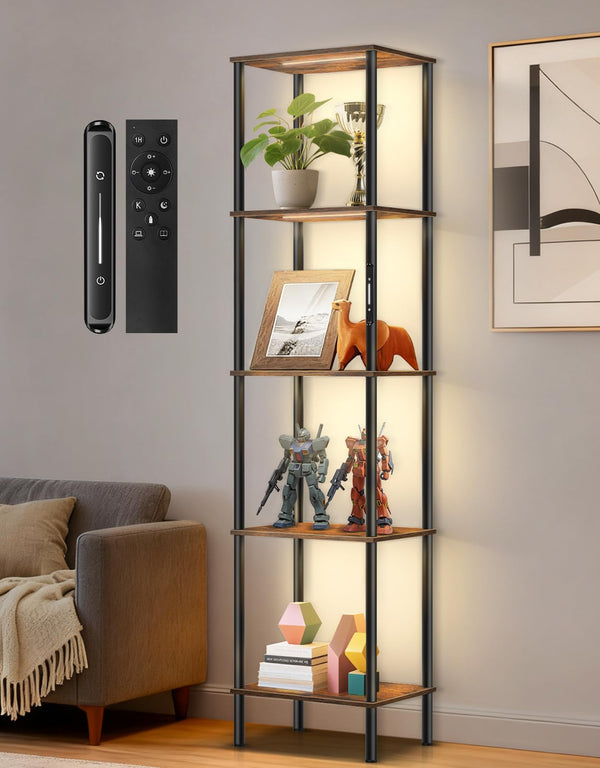 OUTONLIFE 5 Tier Tall Display Shelves with LED Lights, Touch & Remote ...