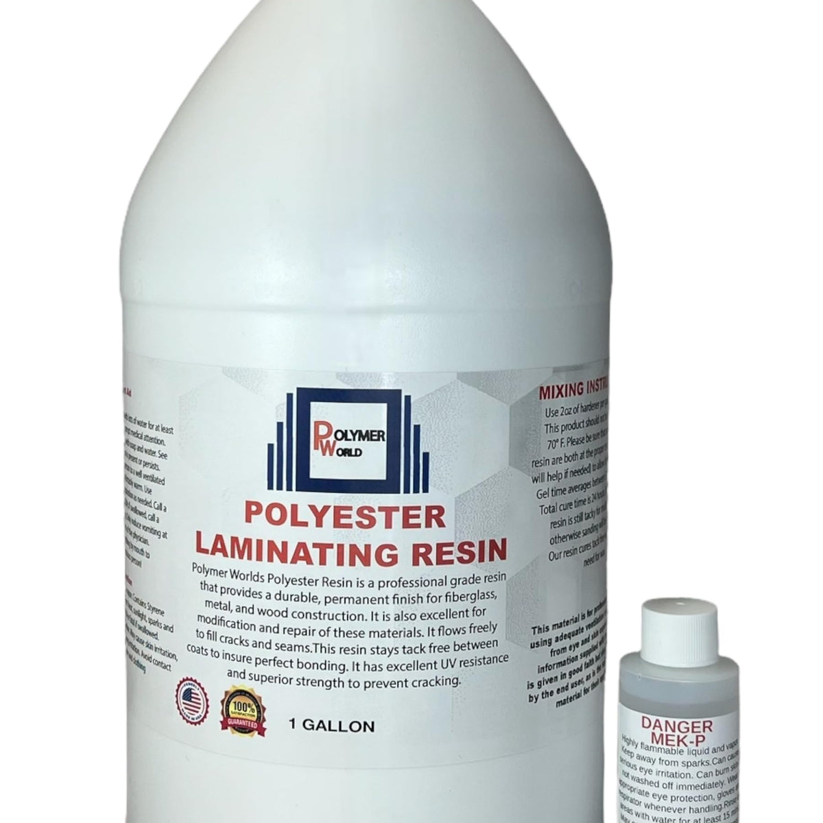 Polymer World- Polyester Resin 1 Gallon Kit with MEKP for Boats, Cars ...