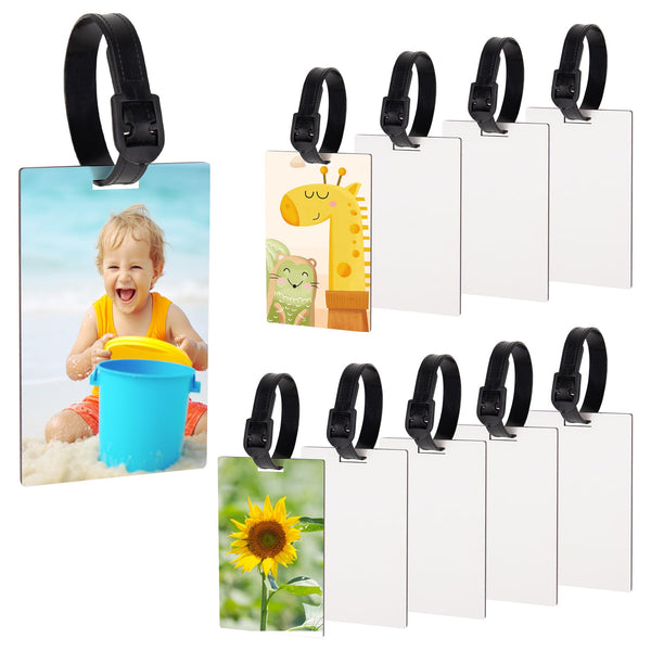 Framendino, 10 Pack Sublimation Blank Luggage Tags with Straps Heat Tr ...