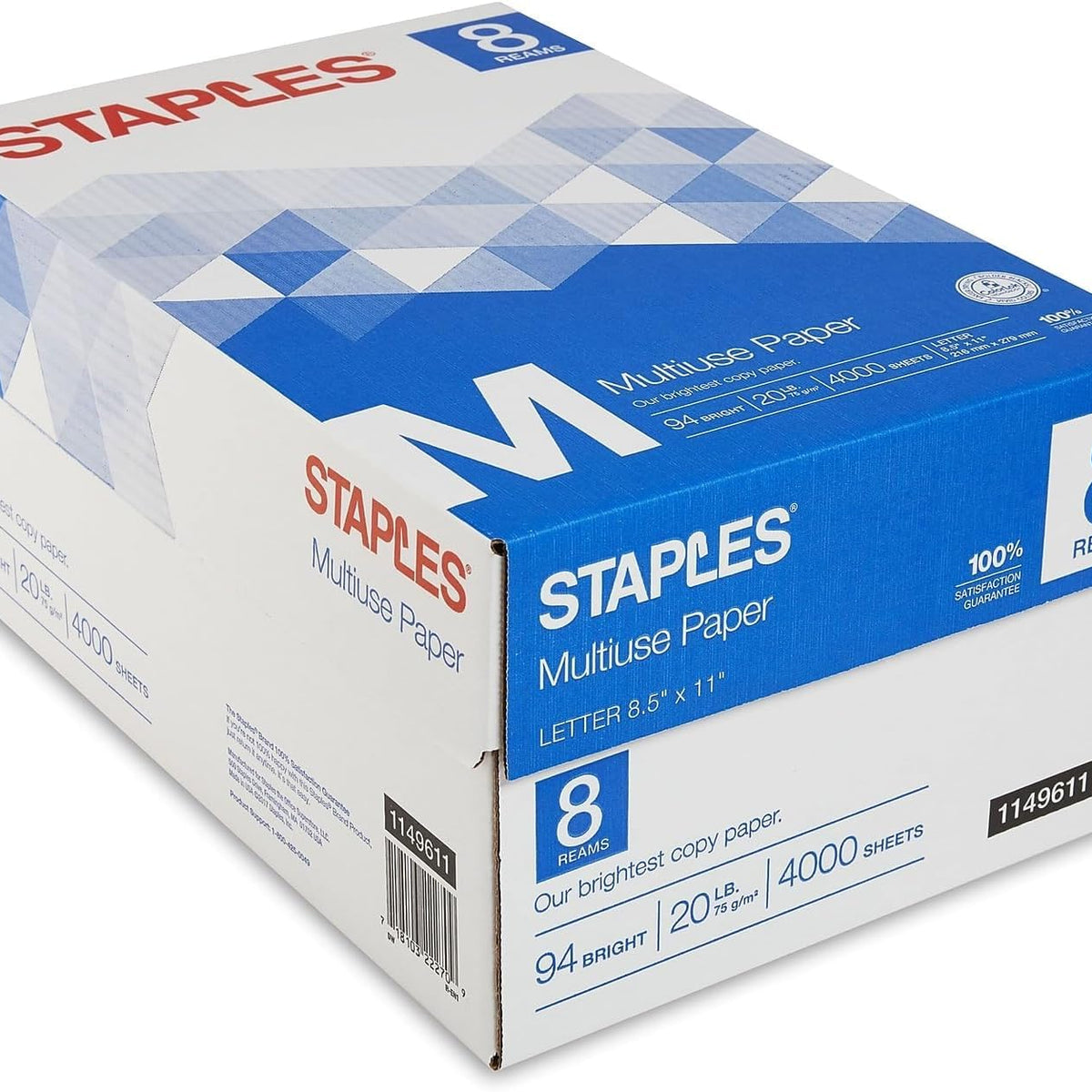Staples Multiuse Copy Paper, 8 1/2" x 11" Letter Size, Fax Inkjet & La ...