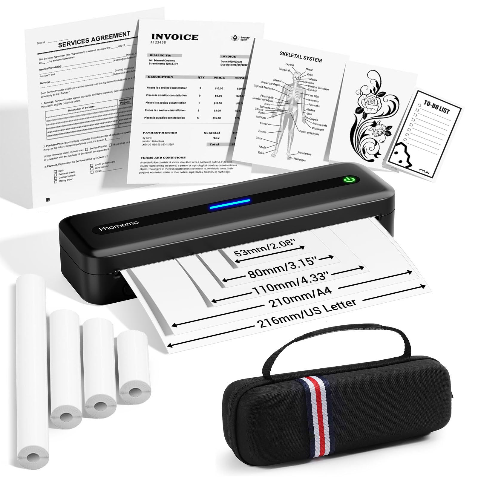 Phomemo Portable Printers Wireless for Travel, M832 Inkless Bluetooth ...