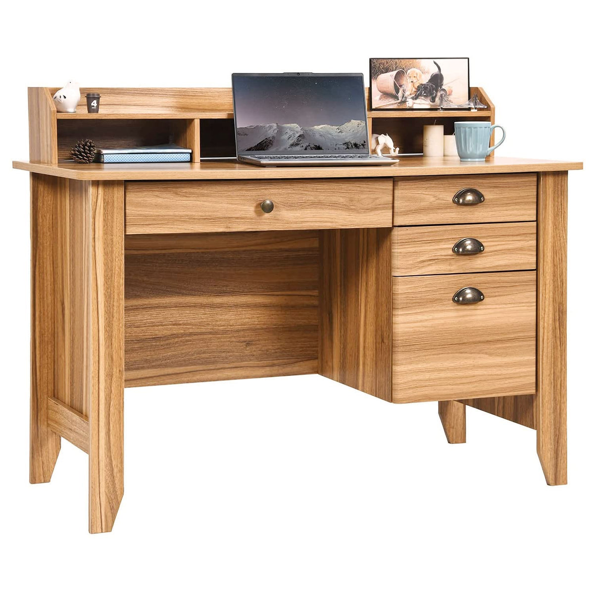 Catrimown Computer Desk with Drawers and Hutch, Farmhouse Home Office ...