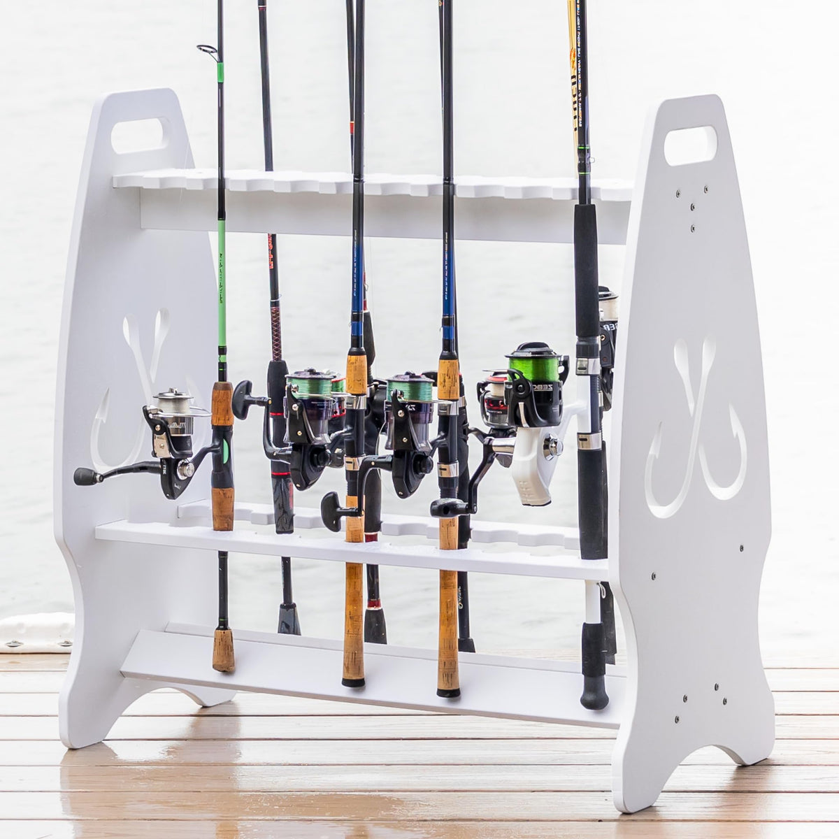 StoreYourBoard Marlin Fishing Pole Rack, Holds 24 Fishing Rods and Ree ...