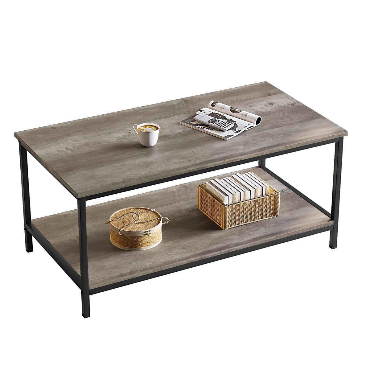 SAYGOER 2-Tier Coffee Table for Living Room Farmhouse Style Center Tab ...