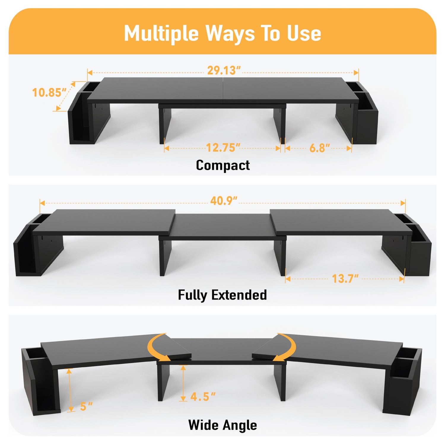 Simple Houseware Desk Dual Monitor Stand Riser with Drawer, Black ...