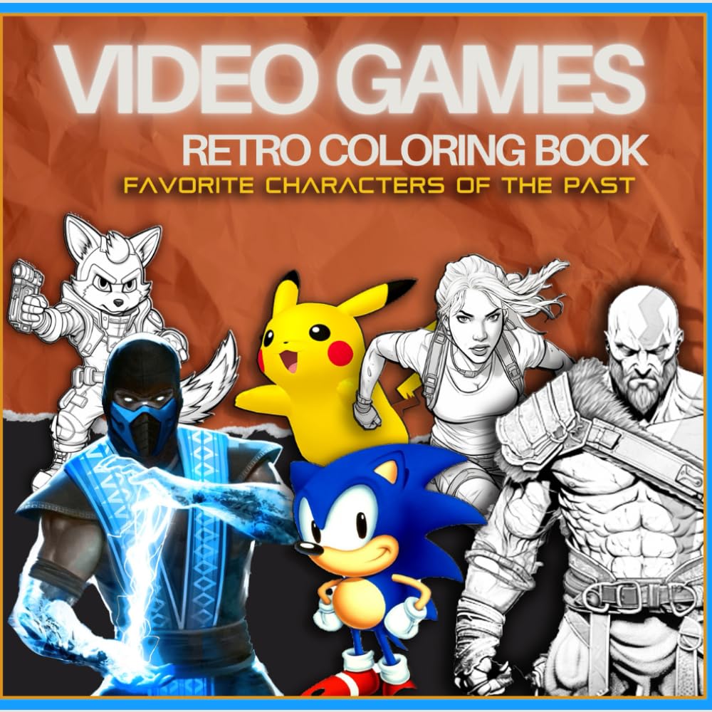 Video Games Retro Coloring Book; Favorite Characters of the Past: Time ...