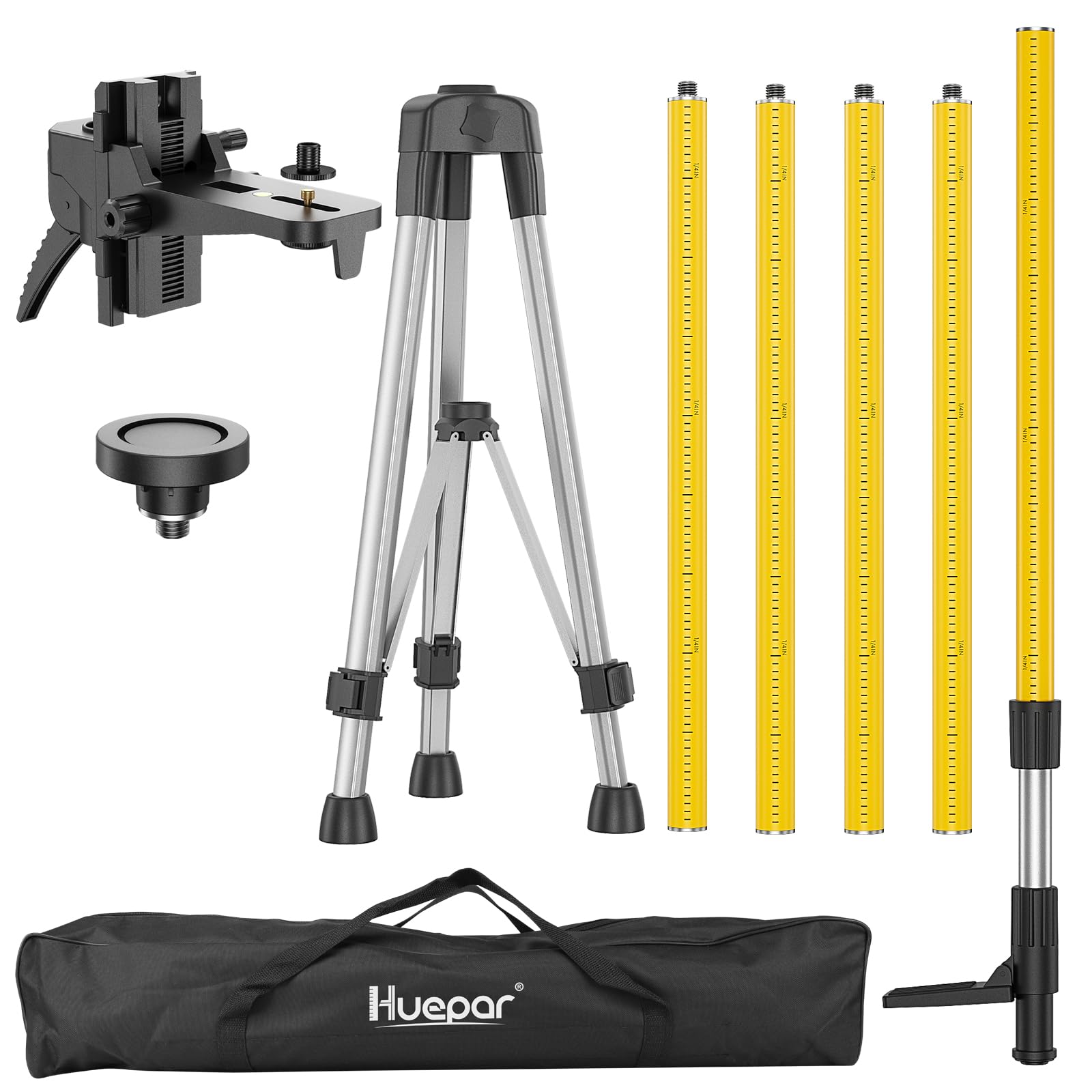 Huepar 12 Ft./3.7M Professional Laser Level Pole with Tripod and 1/4 ...