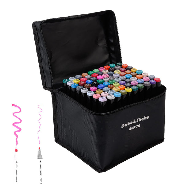 Dabo&Shobo 80 Color Alcohol Marker Pens, Bright Permanent Markers For ...