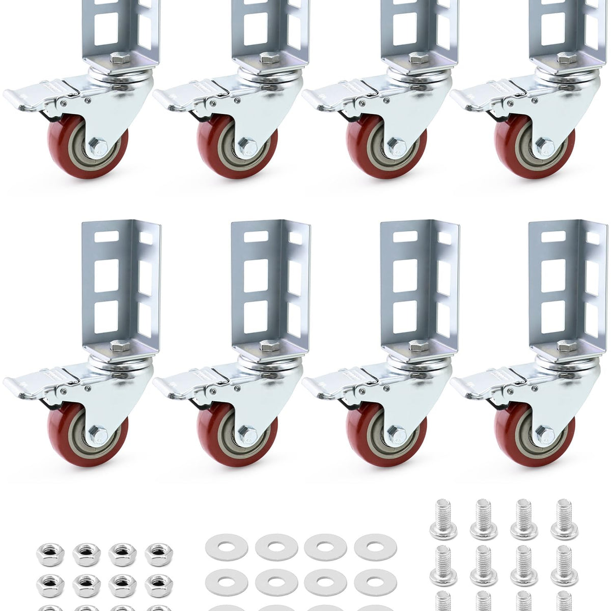 QWORK Storage Rack Caster Wheels, 8 Pack 3" Heavy Duty 500 lb. Max Tot ...