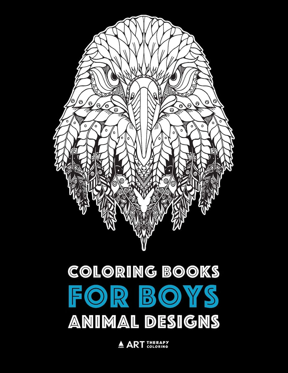 Coloring Books for Boys: Animal Designs: Detailed Animal Drawings for ...