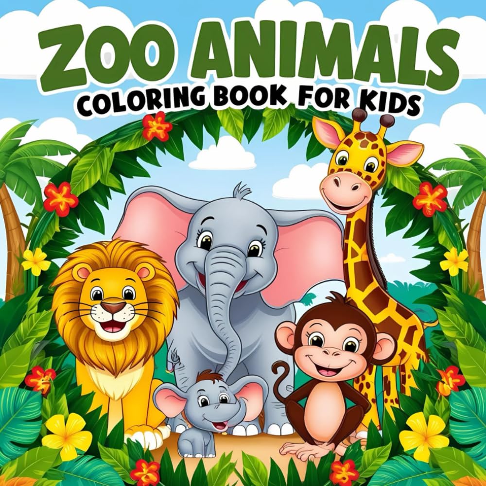 Zoo Animals Coloring Book for Kids: Fun and Easy Coloring Pages for To ...