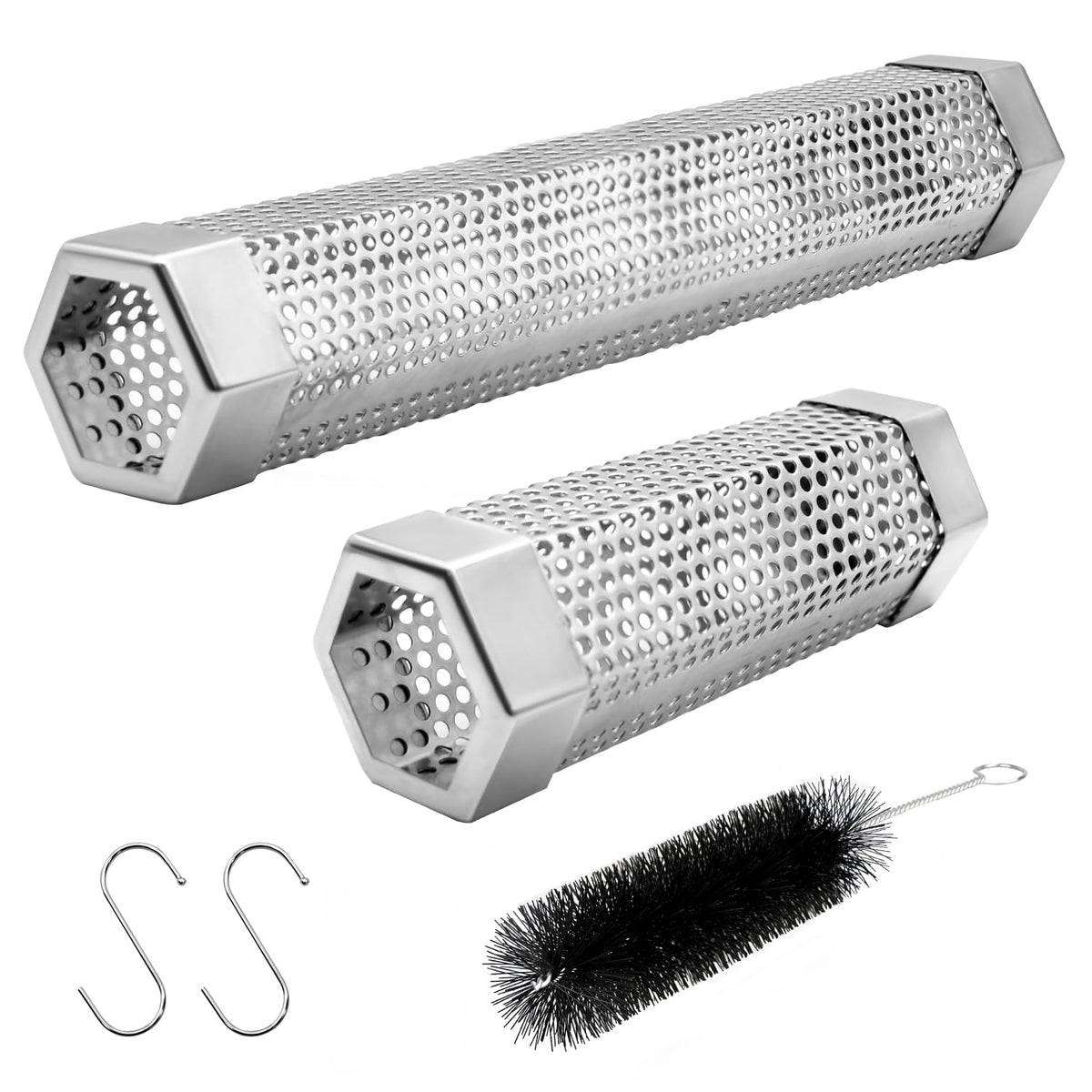 Pellet Smoker Tube Set, 6" & 12" Stainless Steel BBQ Wood Smoker Tube ...