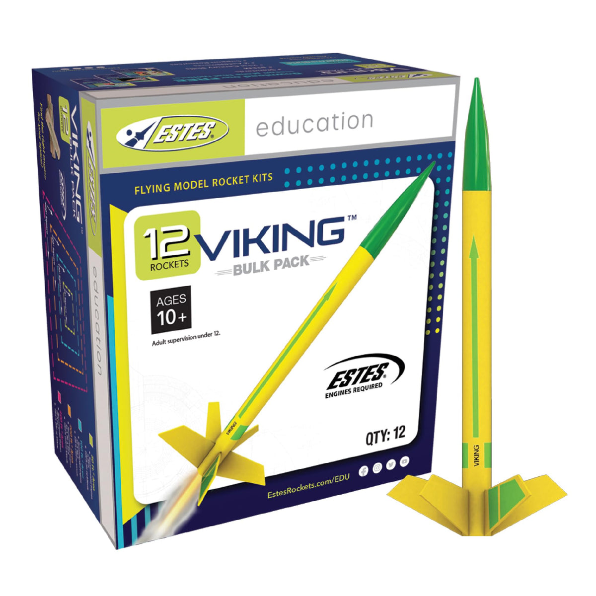Estes 1755 Bulk Pack of 12 Viking Rocket-Building Kits, Intermediate F ...