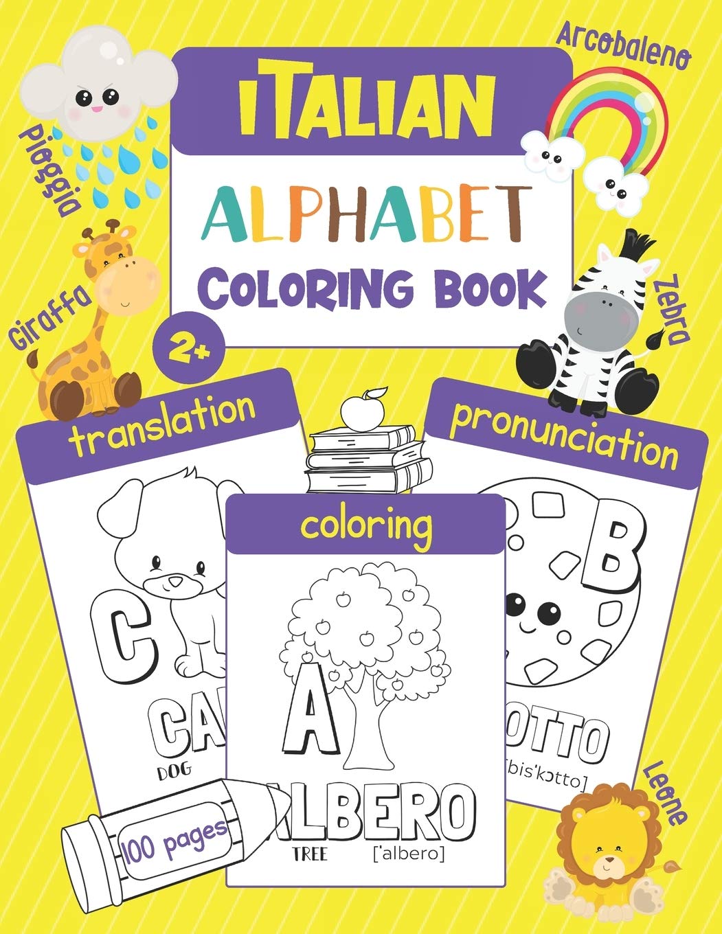 Italian Alphabet Coloring Book: Color & Learn Italian Alphabet and Wor ...