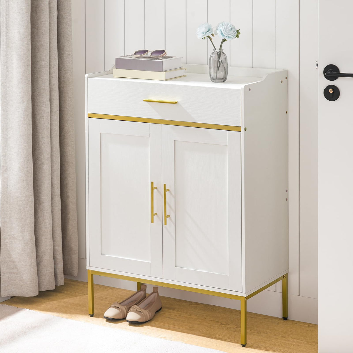 HOOBRO Shoe Cabinet with Doors, 5-Tier Shoe Storage Cabinet with Drawe ...