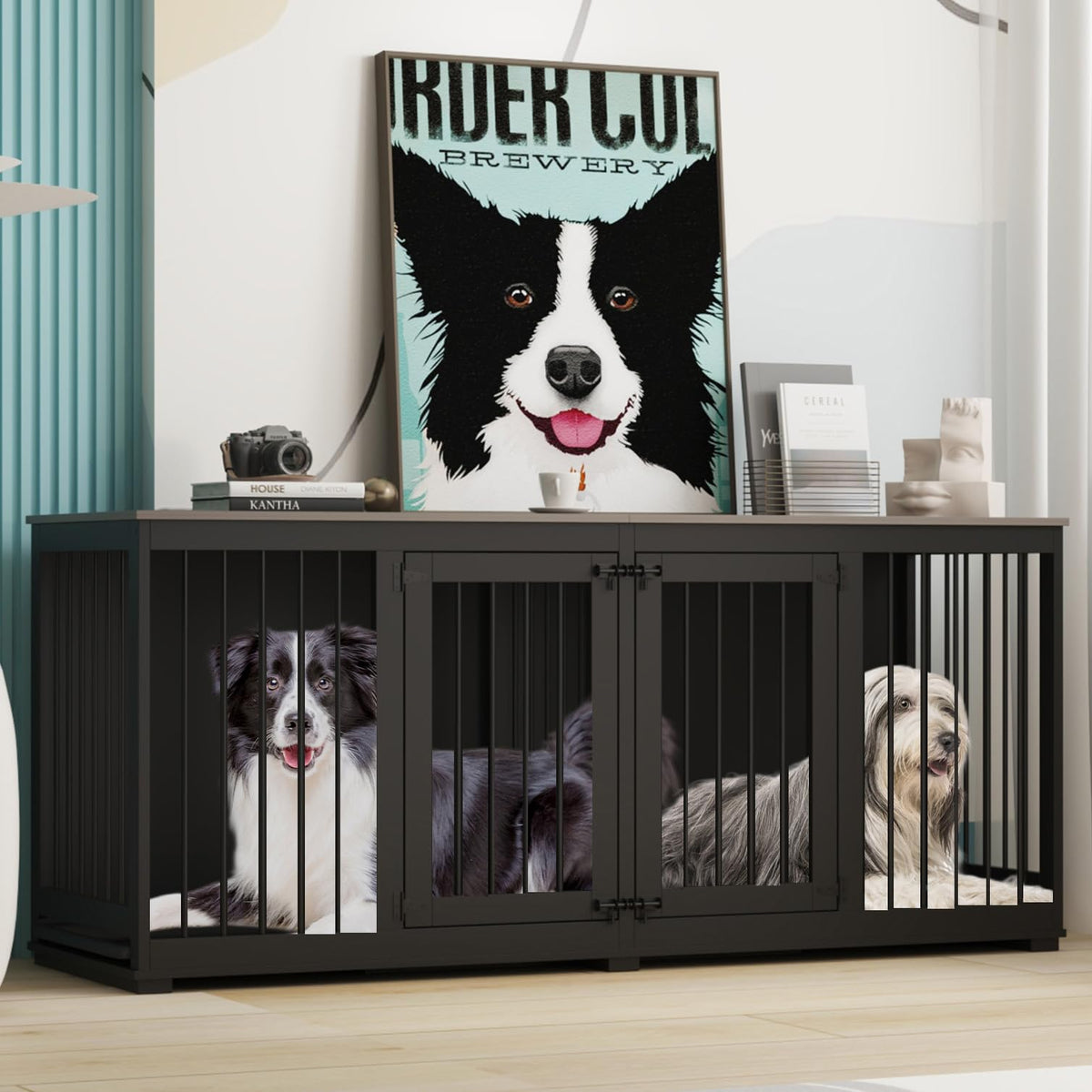 Timechee Dog Cage Furniture, 70" Furniture Dog Crate, Modern Furniture ...