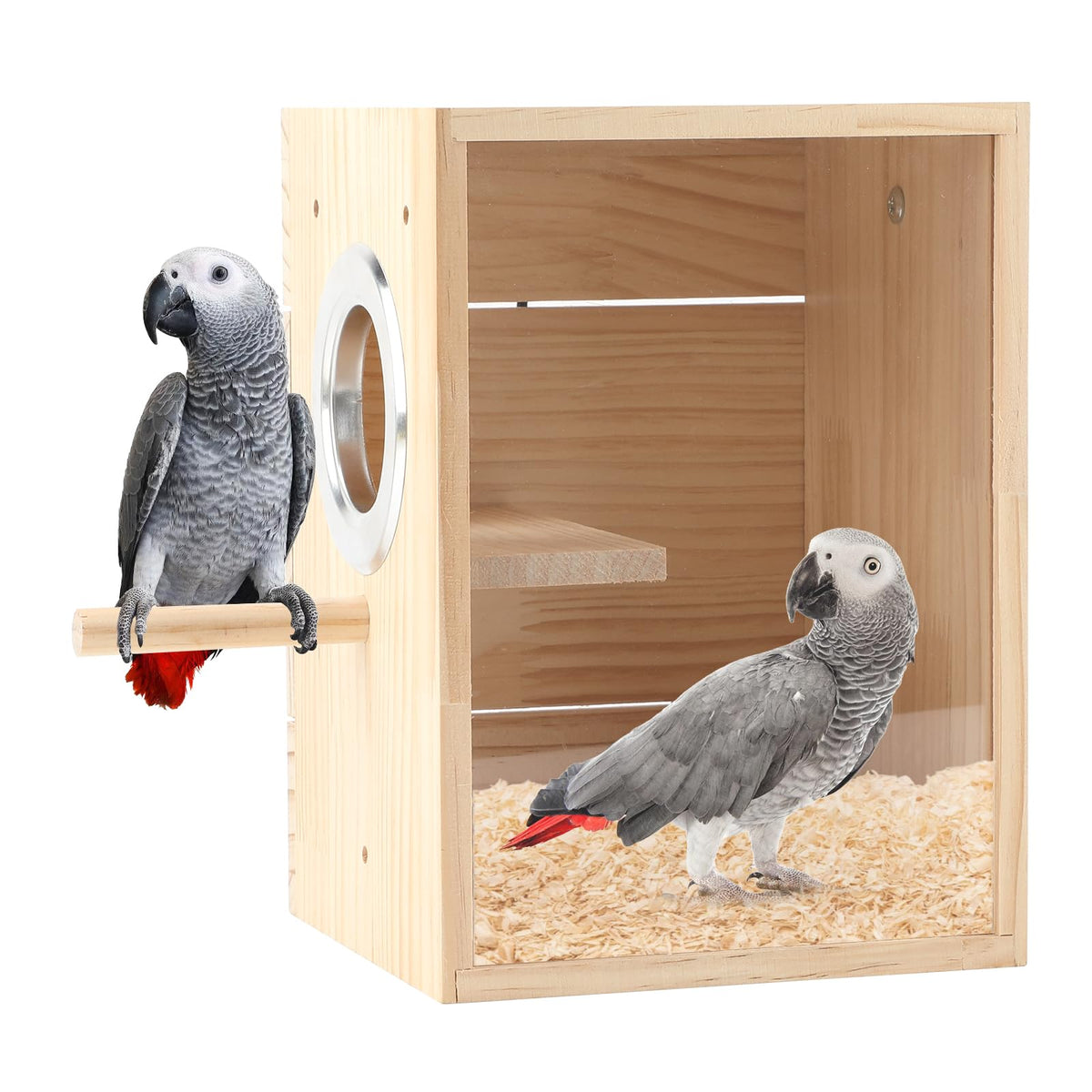 Rypet Transparent Bird Nest Boxes, Wood Parakeet Nesting Box for Cage ...