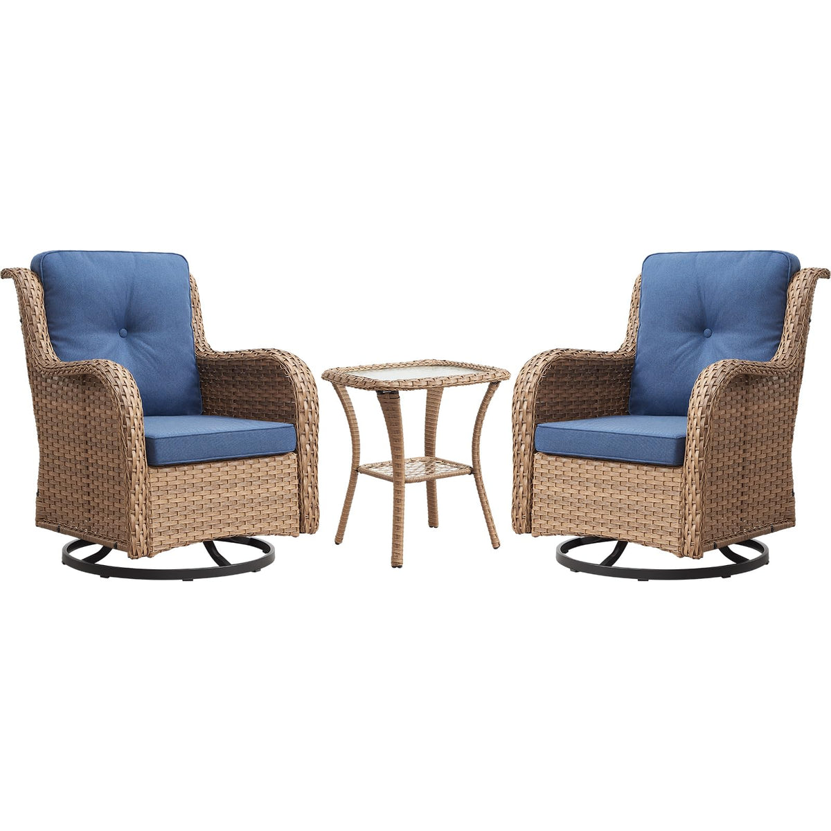 Rilyson Patio Chairs Rocking Swivel Chiar - 3 Piece Outdoor Wicker Pat ...