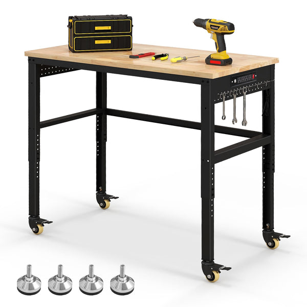 IRONMAX 48'' Adjustable Work Bench with Wheels, 1760 LBS Heavy Duty Oa ...