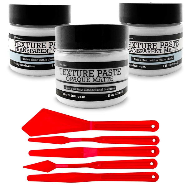 Ranger Texture Paste Set – Includes Opaque, Transparent Gloss, and Tra ...