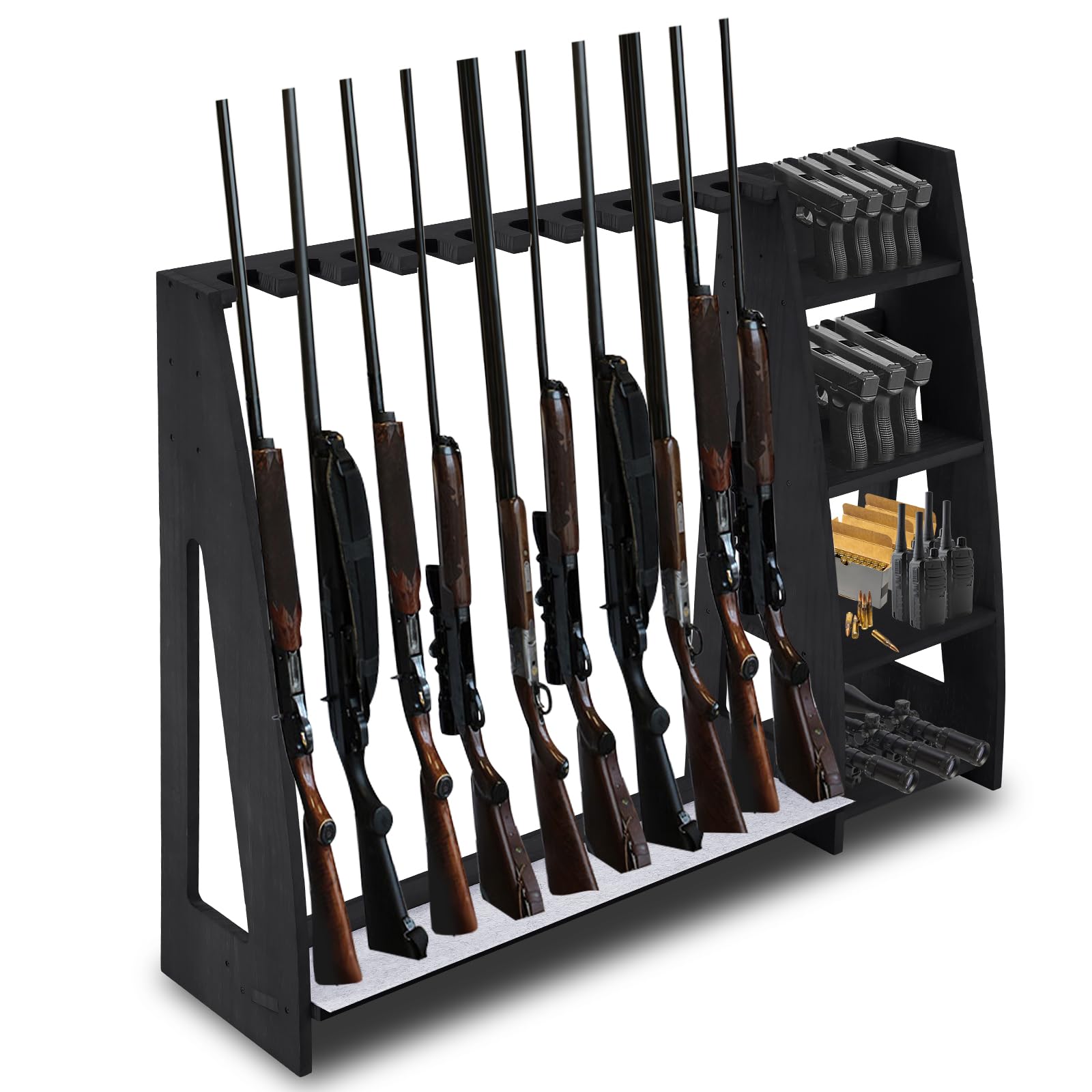 Lineshading Wooden Gun Rack with Holder, Indoor Floor Standing Gun Rack ...