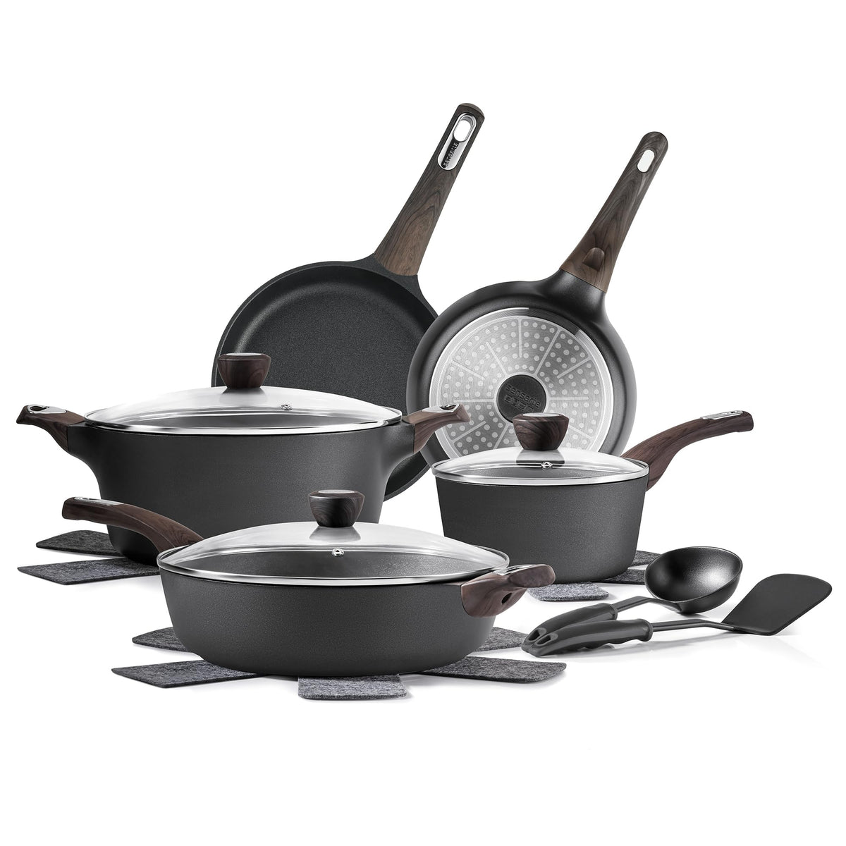 SENSARTE Pots and Pans Set Nonstick, 14 Pcs Induction Cookware Sets, N ...