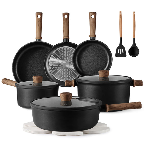 CAROTE Nonstick Pots and Pans,Cookware Set 16pcs Kitchen Cooking Sets ...