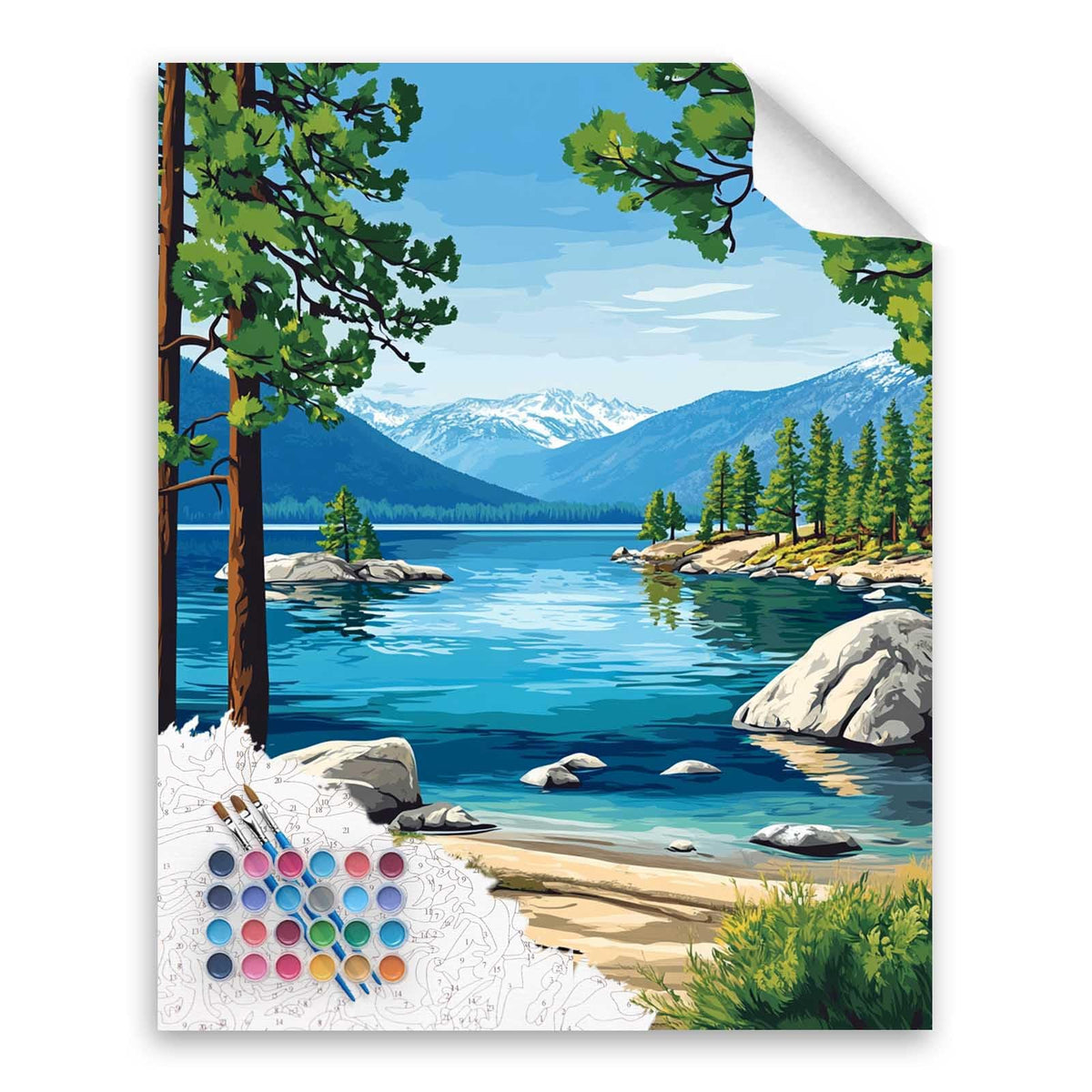Lake Paint by Number, Lake Tahoe Paint by Numbers Kit for Adults, Moun ...